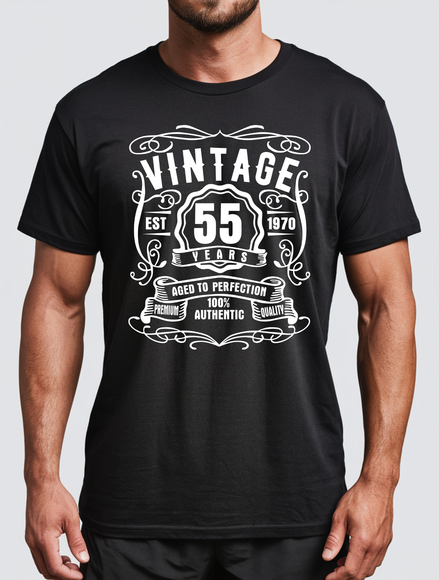 55 Year Old Birthday T-shirt Est Born in 1970 Vintage Aged to Perfecti ...