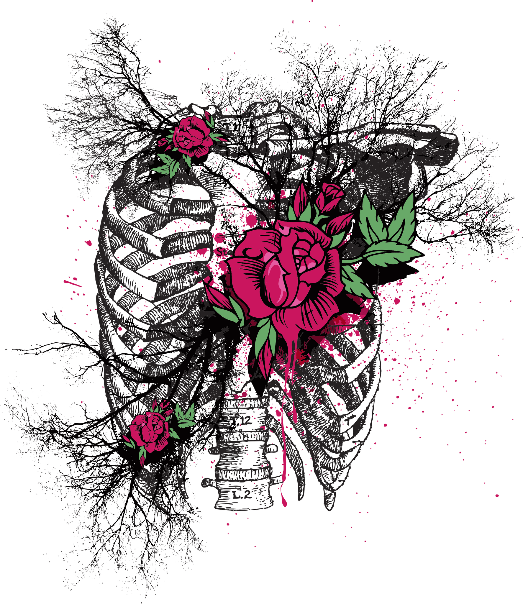 Rib cage with rose T-Shirt – www.T-Shirt.co.za